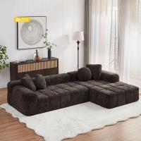 China Compressed Chenille Fabric Sectional Sofa With Chaise Lounge For Small Spaces for sale