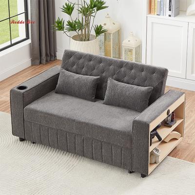 China Redde Boo 3 in 1 Convertible Sleeper Sofa Bed With Side Storage, Pull Out Couch for Living Room, Adjustable Backrest, Linen Fabric Sofa Bed, Futon Couches Gray for sale
