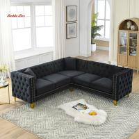 China Comfiest Navy Blue Leather L Shaped Sectional Sofa Corner Couches Oversized for sale