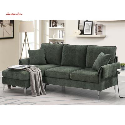 China Convertible Sectional Couch Sofa, 3 Seat L Shaped Couch Linen Fabric Small Couches for Living Room, Apartment and Small Space for sale