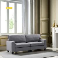 China Custom Upholstered Gray Linen Loveseat And Couch Sofa Living Room Furniture for sale