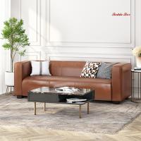China Modern 3-Seat Sofa Large Couch for Living Room, Leather Sofa with Deep Cushions for sale