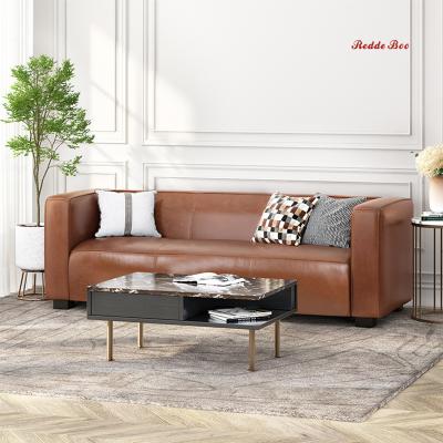 China Modern 3-Seat Sofa Large Couch for Living Room, Leather Sofa with Deep Cushions for sale