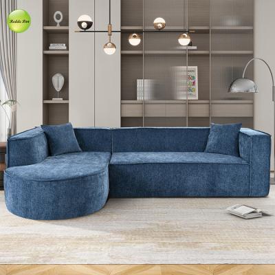 China Curved Boucle Fabric Compressed Sofa L Shaped High Density Foam For Living Room for sale