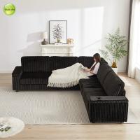 China Corduroy L - Shaped Sofa with USB Ports: Plush, Practical for Comfort & Device Charging for sale