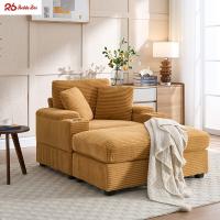 China Minimalist Multifunctional Plush Corduroy Sofa Couch Sets Tan Yellow For Apartment for sale