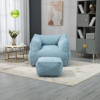 China Ergonomic Compression Vacuum Packed Sofa Blue Microfiber Slipcovered for sale
