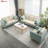 China Breathable Upholstered Cushion Linen Fabric Sofa Sets Living Room Furniture 2 Seater for sale