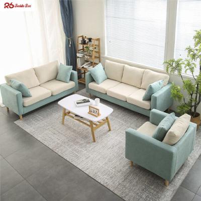 China Breathable Upholstered Cushion Linen Fabric Sofa Sets Living Room Furniture 2 Seater for sale