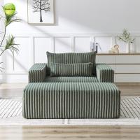 China Striped Velvet Green Couch Chenille Sleeper Sofa Armchair With Ottoman for sale