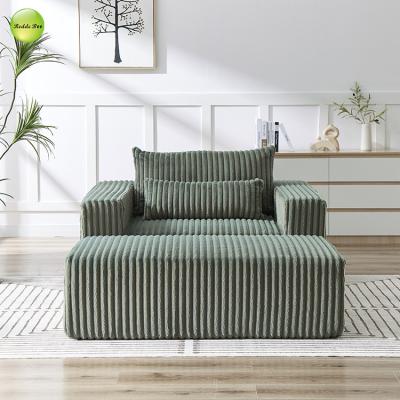 China Striped Velvet Green Couch Chenille Sleeper Sofa Armchair With Ottoman for sale