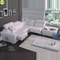 China White Leather L - Shaped Sofa with Adjustable Headrests: Custom Comfort for Urban Living for sale