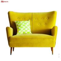 China Wear Resistant Modular Tufted Velvet Upholstered Sofa Sets Yellow Brown For Living Room for sale