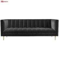 China Modern Antistatic Velvet Vertical Channel Tufted Sofa Sets For Reception Room for sale