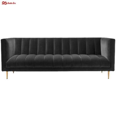 China Modern Antistatic Velvet Vertical Channel Tufted Sofa Sets For Reception Room for sale