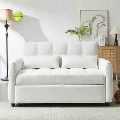 China Modern Chenille Fabric Pull out Sofa Bed With USB Charge Saving-Sapce 2 Seater Sofa For Living Room Furniture for sale