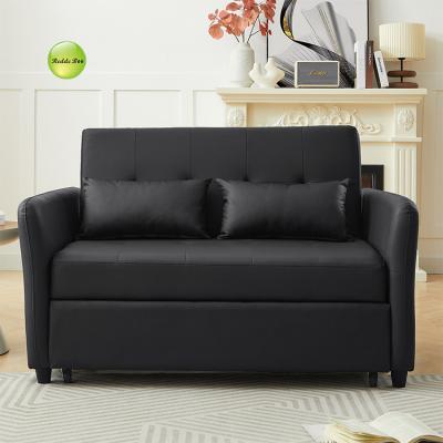 China Modern 3-in-1 PU Leather Convertible Sofa Bed with USB Charging Port Space-Saving Pull Out Sofa Bed For Living Room Furniture for sale