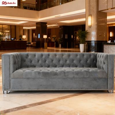 China Luxury Design Velvet Tufted Upholstered Sofa Sets for Hotel Lobby Use for sale