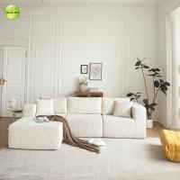 China Upholstered Compressed Microfiber Fabric Couch Striped Velvet Sleeper Sectional for sale