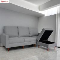 China Minimalist Design Linen Fabric 3 Seater Sofa with Ottoman for Apartment for sale