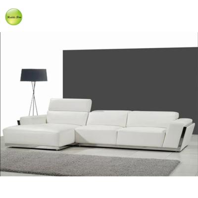 China Adjustable Corner Modular Sectional Sofa White Leather L Shaped Seating for sale