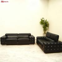 China Residential Tufting Black Leather Sectional Sofa Marquette Scandinavian Couch for sale