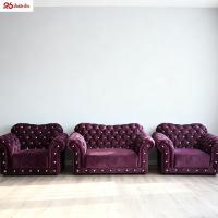 China Purple Tufted Leather Sofa Furniture Chesterfield Armchair Leather for sale