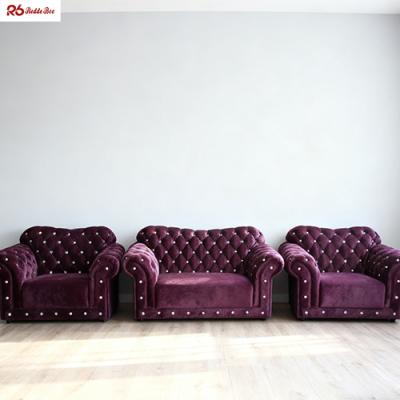 China Purple Tufted Leather Sofa Furniture Chesterfield Armchair Leather for sale