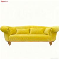 China Cushioned Linen Fabric Sofa White Velvet Settee With Radiating Legs Furniture for sale