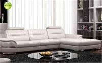China Low Profile Boucle White Tan Leather Corner Sofa Modular Couch Breathable for sale