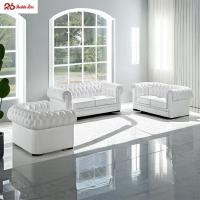 China Sectional Tufted Leather Sofa Furniture For Villa  White Black for sale