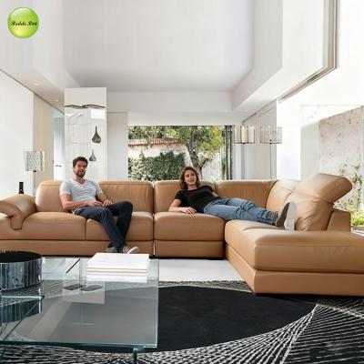 China Trendy Tan Leather Sofa: Premium, Roomy – Redefine Living Space Comfort for sale