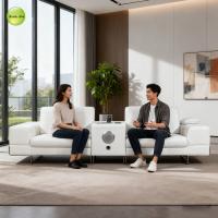 China Smart White Leather Sectional: Built-in Speakers, Charging Ports – Ultimate Entertainment Hub for sale