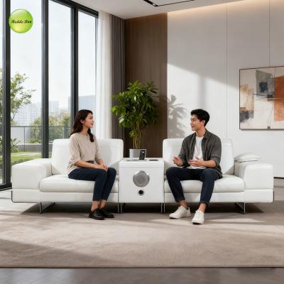 China Smart White Leather Sectional: Built-in Speakers, Charging Ports – Ultimate Entertainment Hub for sale