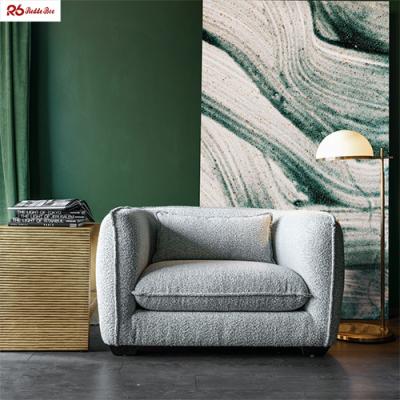 China Nordic Style Teddy Fabric Single Seater Upholstered Sofa for Apartment Use for sale