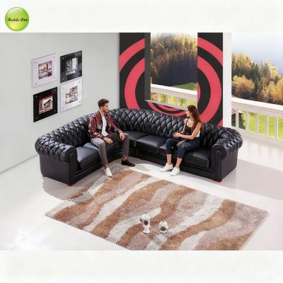 China Sophisticated Button - Tufted Leather Lounge: Luxe Feel, Curved Silhouette – Enhance Home Aesthetic for sale