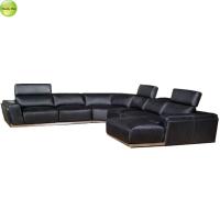 China Sectional Premium Black Leather Corner Sofa Furniture Contemporary Stain Resistant for sale