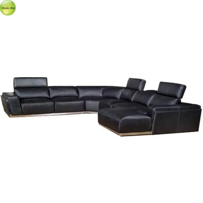 China Sectional Premium Black Leather Corner Sofa Furniture Contemporary Stain Resistant for sale
