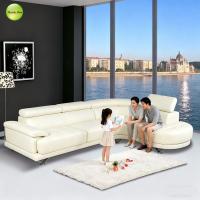 China Art Deco White Leather Corner Sofa: Geometric Accents, Luxe Finish – Elevate City - facing Interiors for sale