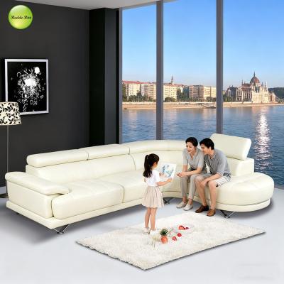 China Art Deco White Leather Corner Sofa: Geometric Accents, Luxe Finish – Elevate City - facing Interiors for sale