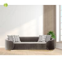 China 500kg Polyester Taupe Striped Linen Sofa Apartment Furniture for sale