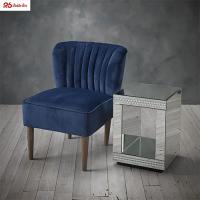 China 25cm High Leg Tufted Channel Back Dining Chair Wing Back Blue Pink Gray OEM for sale