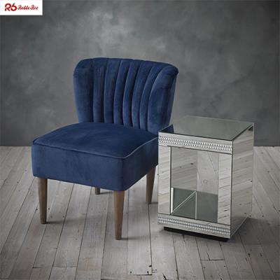 China 25cm High Leg Tufted Channel Back Dining Chair Wing Back Blue Pink Gray OEM for sale