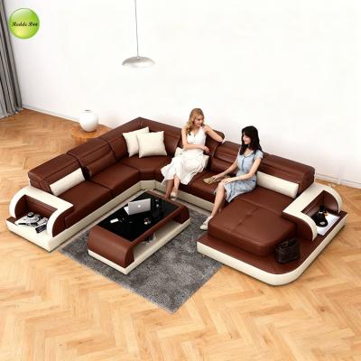China Custom Reclining Leather Couch Sectional Lounge Set Modular Corner Sofa for sale