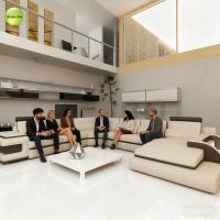 China Breathable Leather Sectional Upholstered Corner Sofa Furniture 40D Sponge for sale