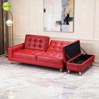 China Multi-Functional PU Leather 3-Seater Sofa Bed with Storage Ottoman Space-Saving Sectional Sofa Convetible Sleeping Foldable Sofa Bed for sale