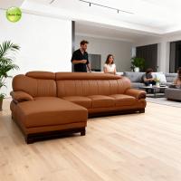 China Classic Brown Leather Sectional: Premium Craft, Elegant Vibe – A Smart Choice for Luxe Modern Living Rooms for sale
