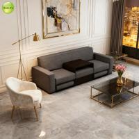 China Modern Linen Fabric Sofa Bed With Drawers and Tea Table Three Seat Living Room Sofa Convertible Sleeper Futon Sofa Bed for sale