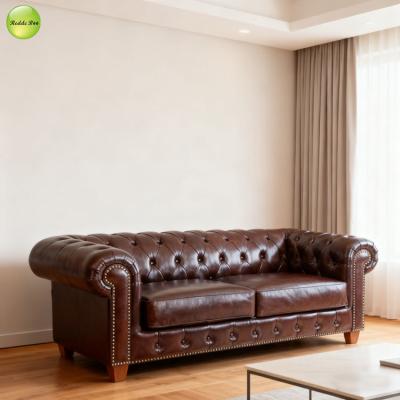 China Genuine Leather Chesterfield Sofa Bed Furniture Click Clack Couch for sale