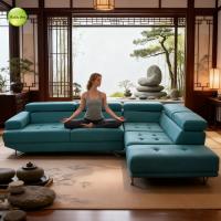 China Leather Corner Sofa: Bold Hue, Minimalist Chic – Perfect for Meditation - Focused, Nature - Accent Interiors for sale